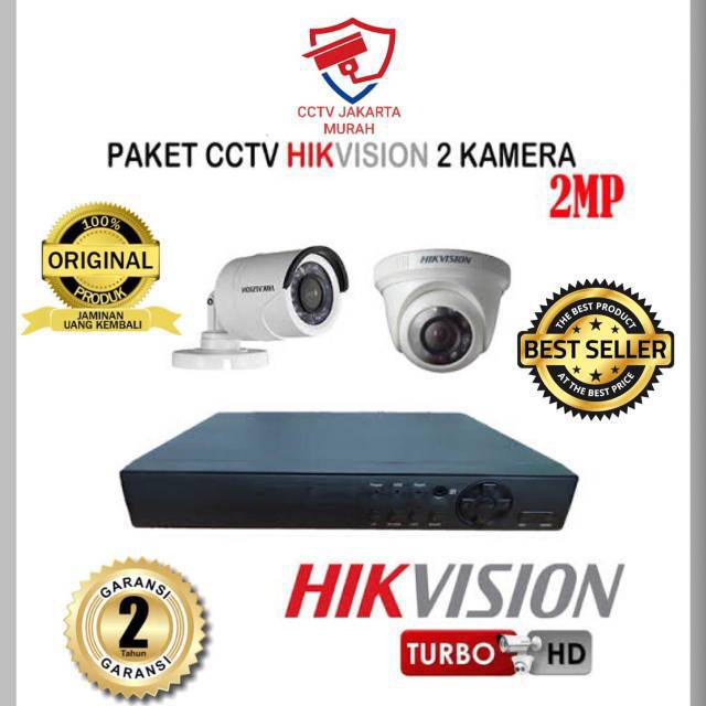 Jual Paket kamera cctv HIKVISION 2 camera ch channel 2 mp megapixel ...