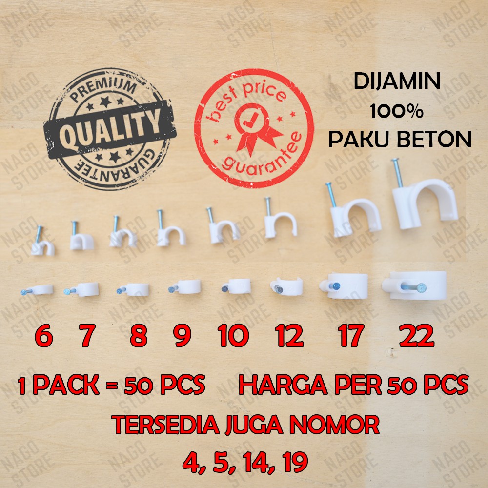 Jual KLEM KABEL LISTRIK PLASTIK PUTIH PAKU BETON UKURAN NO 4MM 5MM 6MM ...