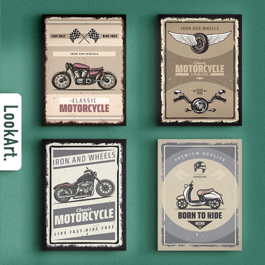 Jual PAJANGAN DINDING KAMAR POSTER RETRO VINTAGE MOTOR DEKORASI KAMAR ...