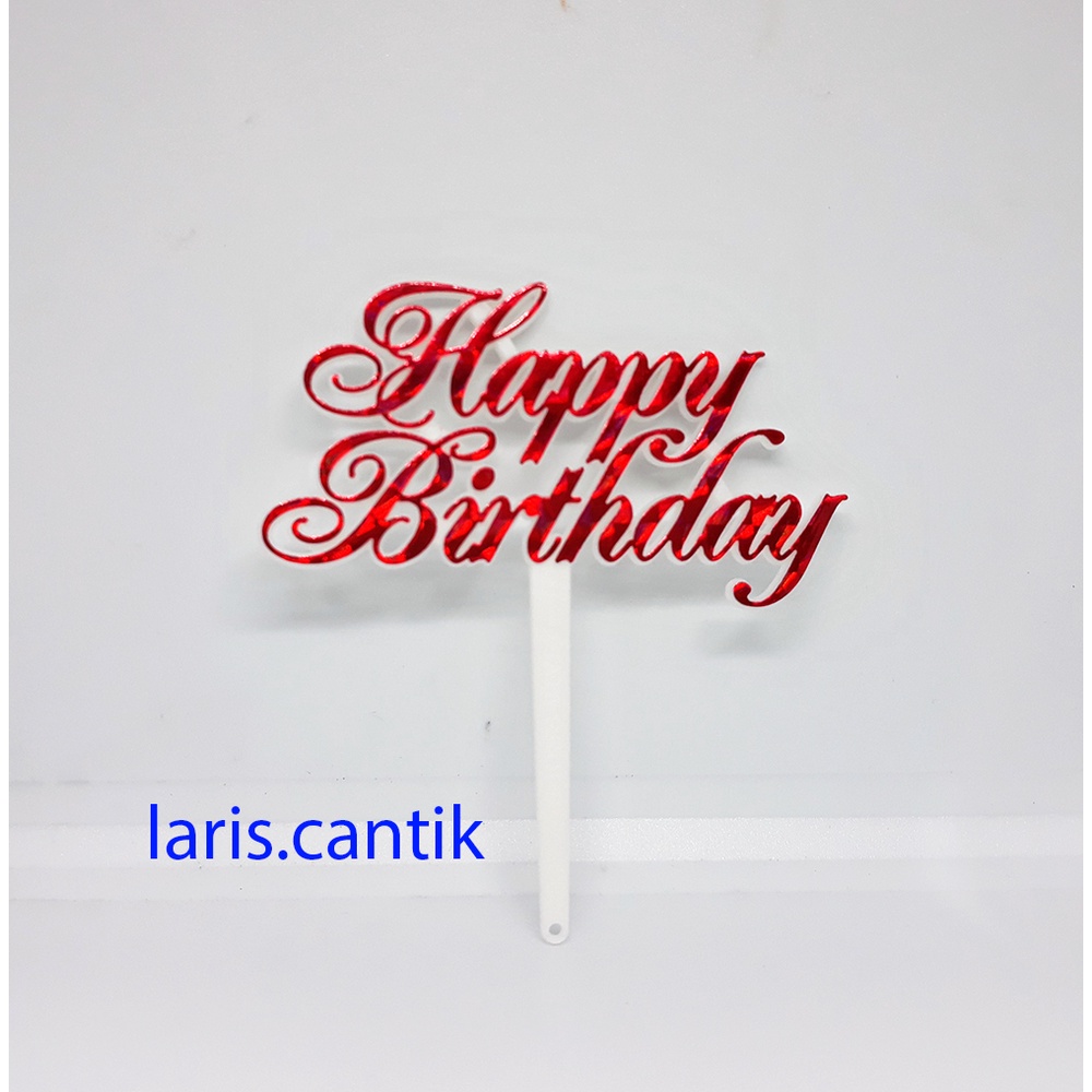 Jual Cake Toper Ulang Tahun Tulisan Merah Latin isi 100 Pcs | Shopee ...