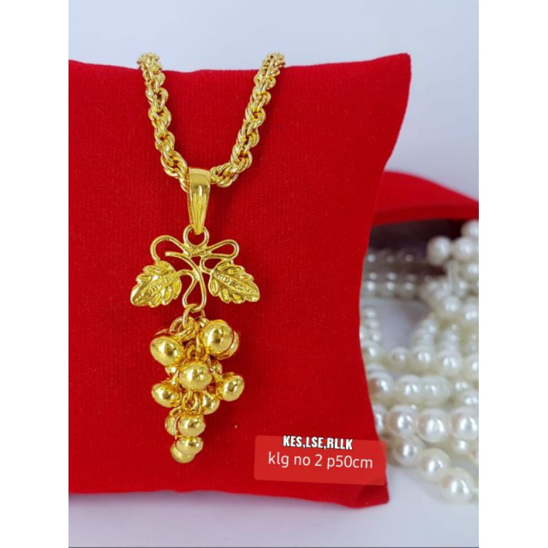 Jual kalung anggur replika emas London liontin anggur besar rantai ...
