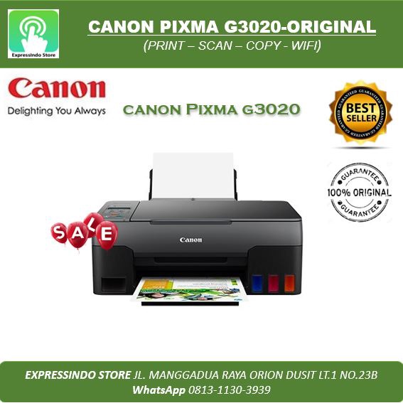 Jual CANON PIXMA G3020-ORIGINAL (PRINT – SCAN – COPY - WIFI) | Shopee ...