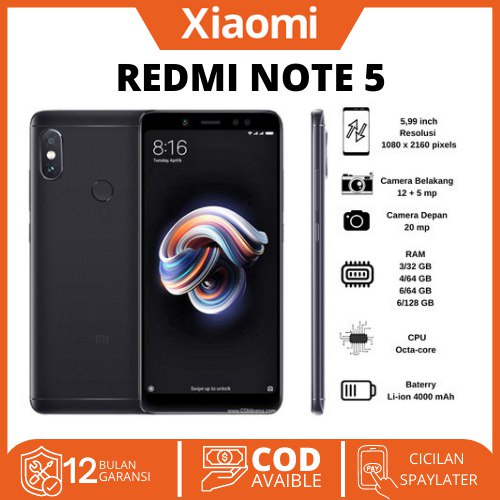 Jual xiaomi redmi note 5 6/64gb -3/32gb new smartphone 4g lte garansi ...