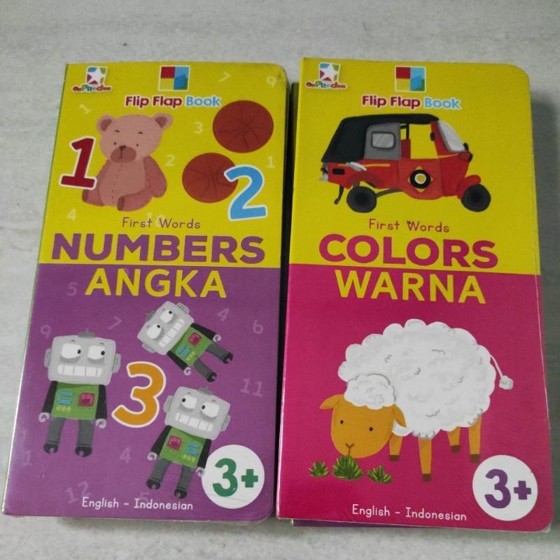 Jual flip flap book first words warna colors numbers angka | Shopee ...