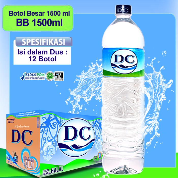 Jual DC Air Minum Air Mineral Kemasan Botol 1500ml isi 12 botol/Dus ...