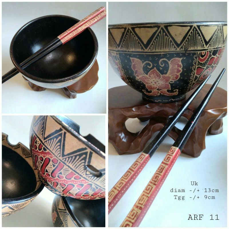 Jual mangkuk batik bowl kayu tempat makan unik souvenir oleholeh cantik ...