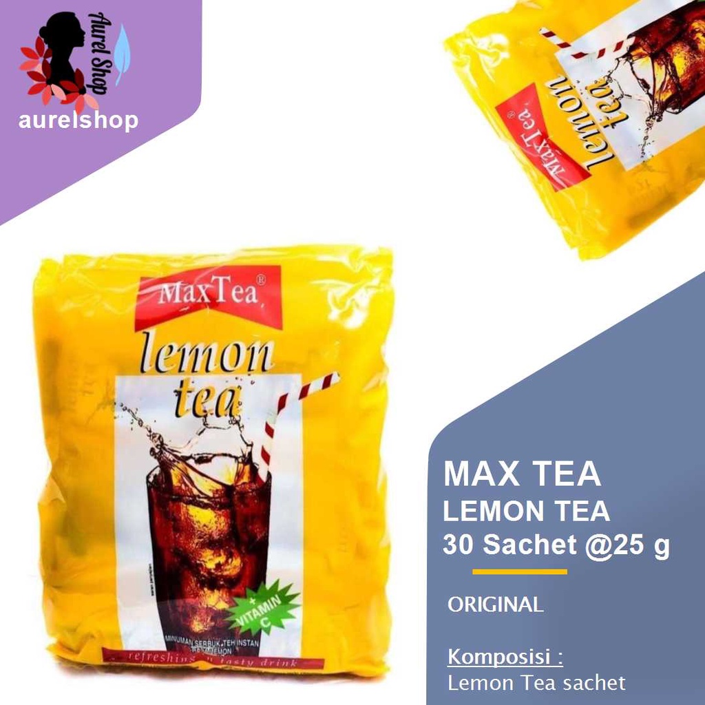Jual MAX TEA Lemon Tea kemasan sachet 30 pcs x 25 gram | Shopee Indonesia