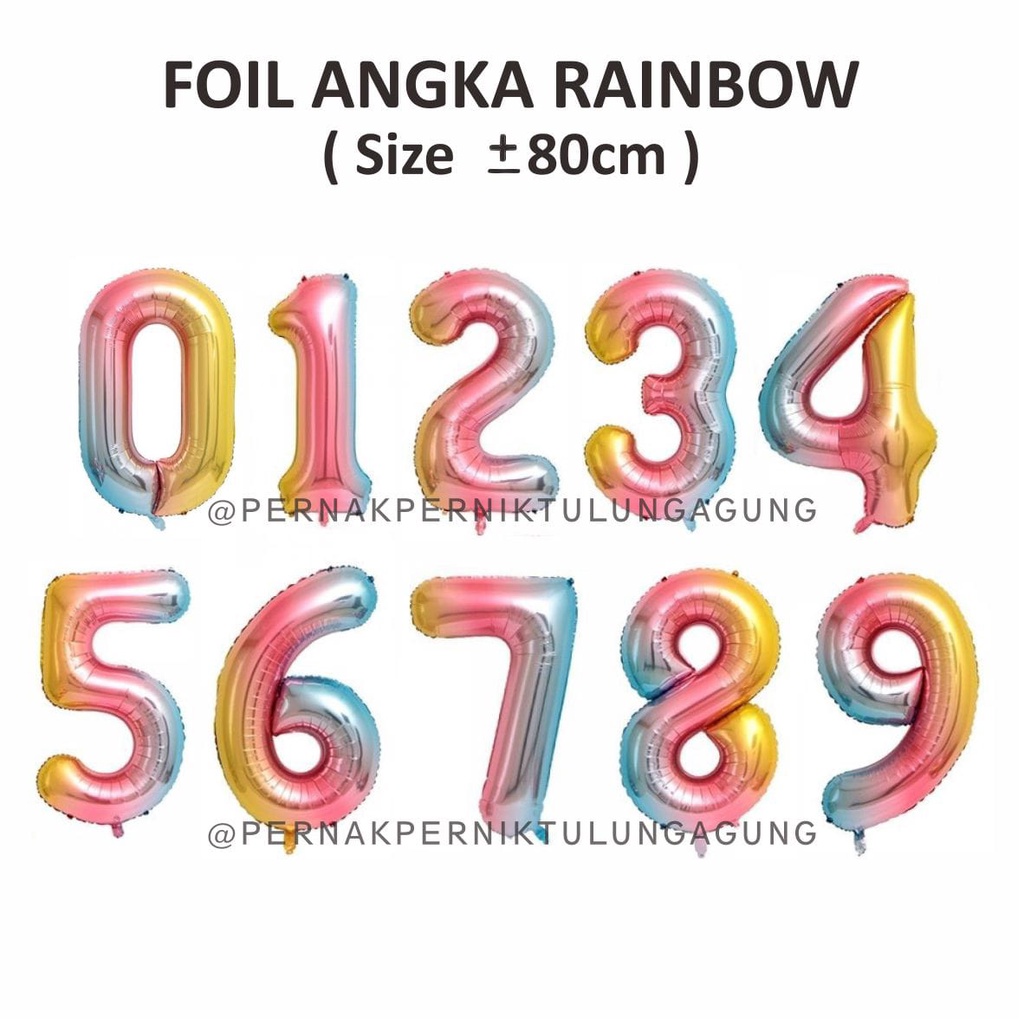 Jual Balon Foil Angka Rainbow size 80cm jumbo | Shopee Indonesia
