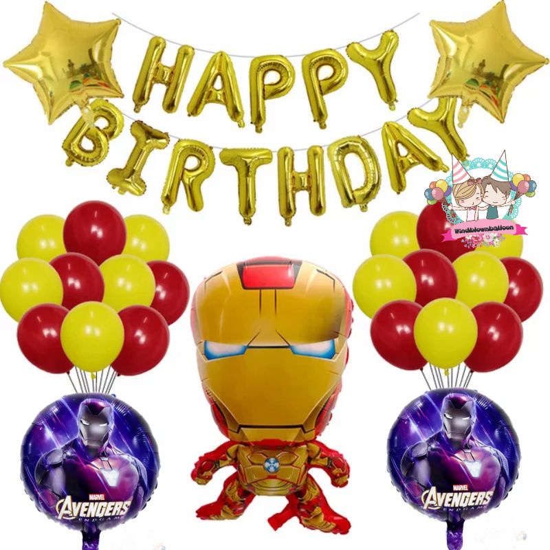 Jual WINDBLOWN BALON SET DEKORASI IRON MAN BIRTHDAY HBD BOY AVENGERS ...