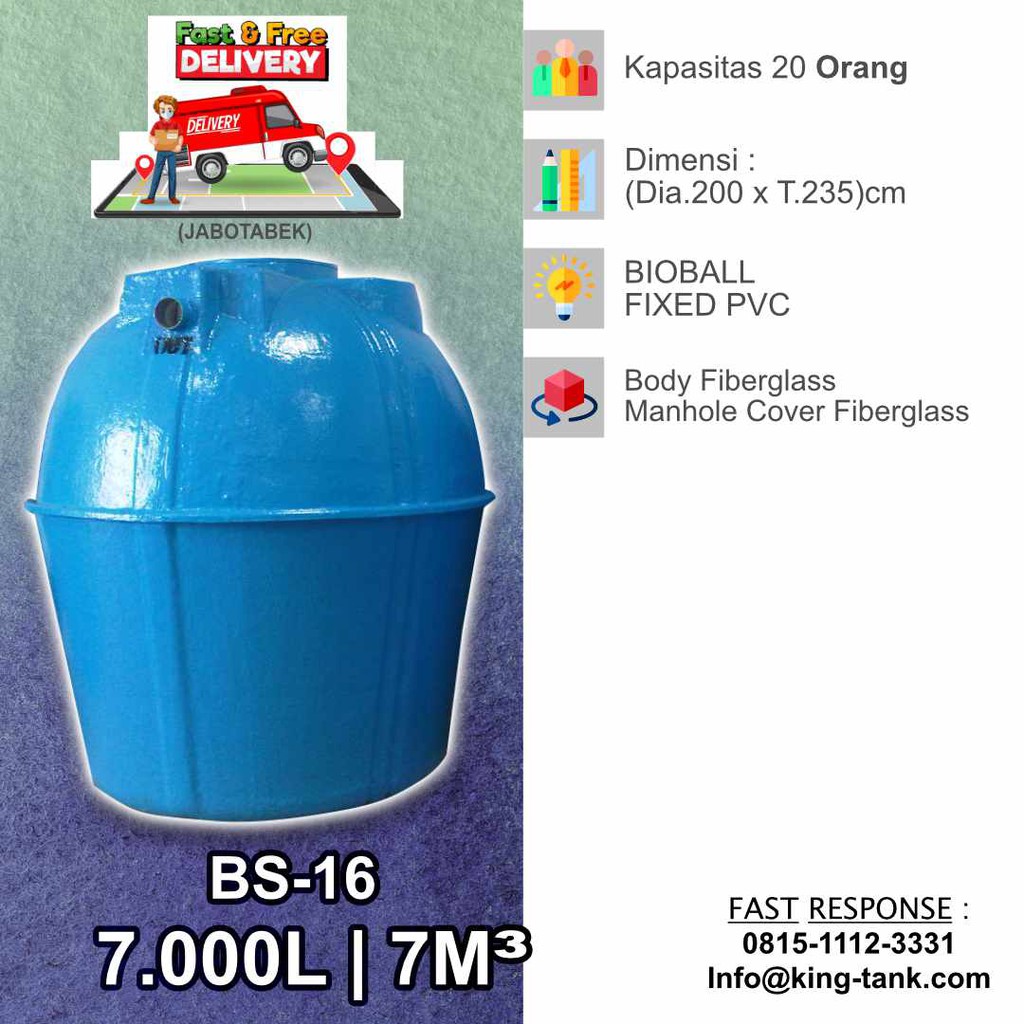 Jual BIOTANK - Tangki Bioseptic Vertikal 7000 L / 7M3 (BIOTECH - BIOFIL ...