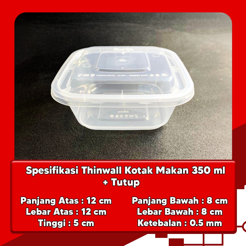 Jual KOTAK MAKAN PERSEGI 350ML - BOX THINWALL FOOD CONTAINER - 25 PCS ...