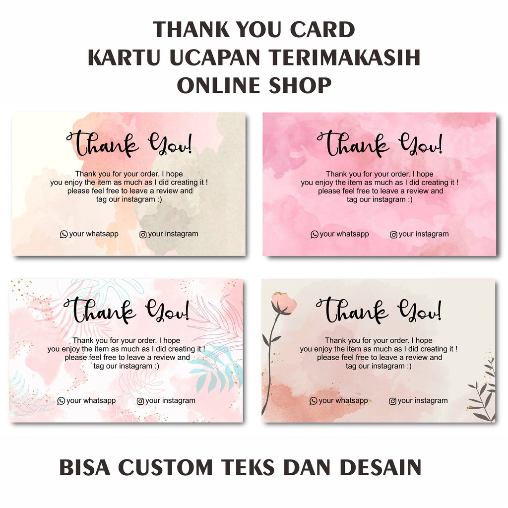 Jual [100 Pcs] Kartu Ucapan Terima Kasih - Thanks Card - Thank You Card - Kartu Ucapan Custom ...