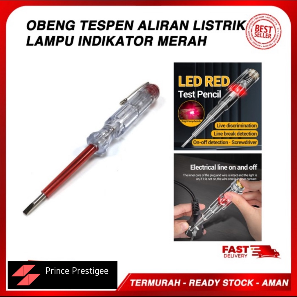 Jual Obeng Tespen Test Aliran Tegangan Listrik LED Indikator Merah ...