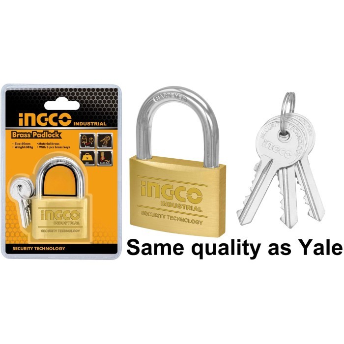 Jual INGCO DBPL0402 GEMBOK PAGAR GUDANG KUNINGAN BRASS PADLOCK HARD ...