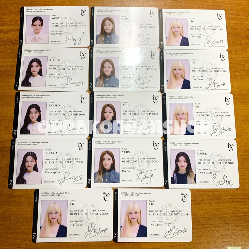Jual [READY] Official ID CARD IDC IVE - Eleven Yujin Wonyoung Gaeul Liz ...