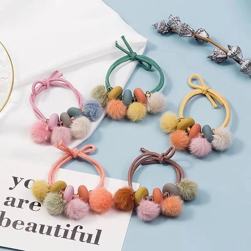 Jual Ikat Rambut Fashion Aksesoris Rambut Daily Gaya Korea Motif Pom ...