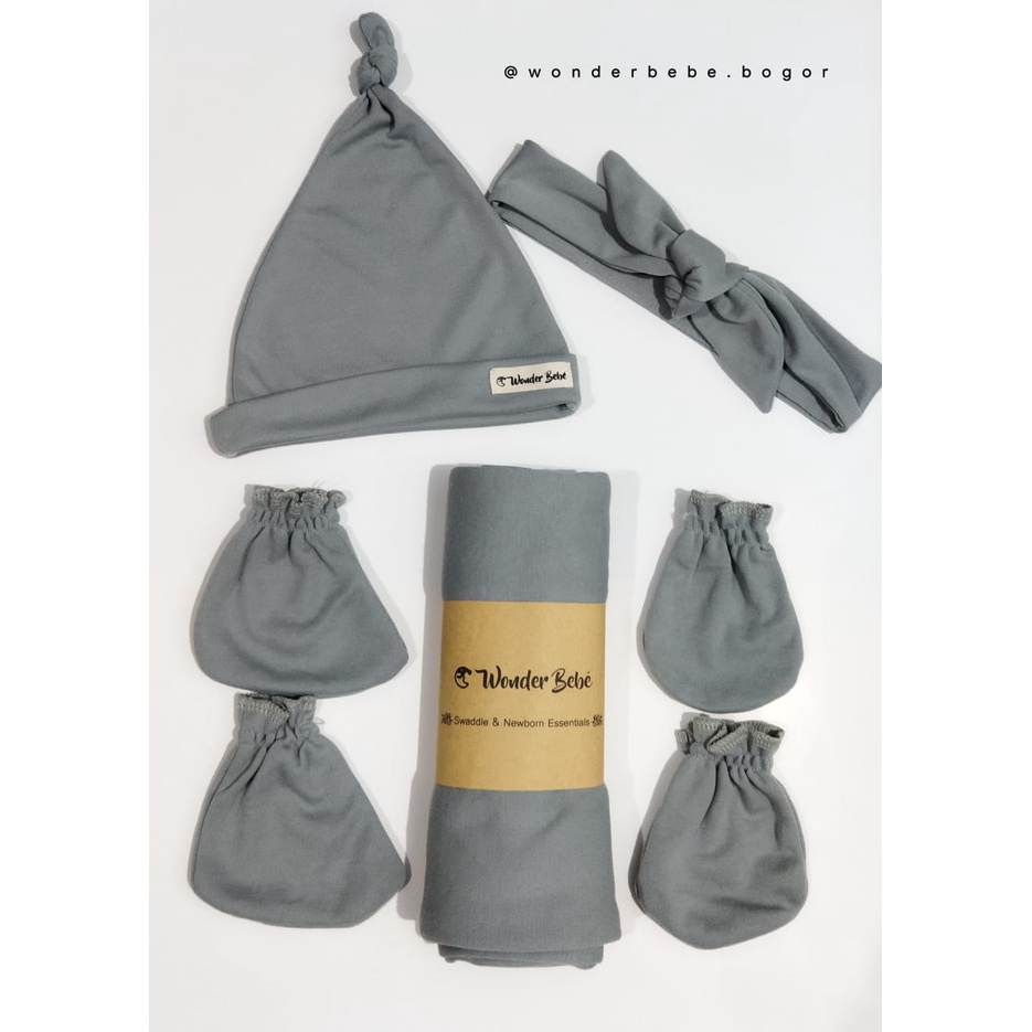 Jual Wonder Bebe (SWADDLE SET VERY BASIC/ BEDONG BAYI SET TOPI HEADBAND ...