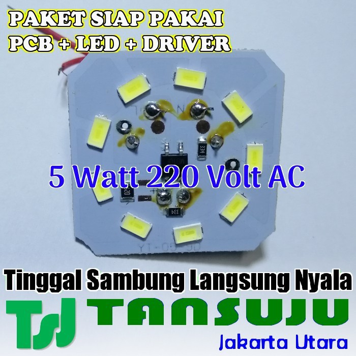 Jual Modul Lampu Led SMD Siap Pakai PCB + Led + Driver 5 Watt 220 Volt ...