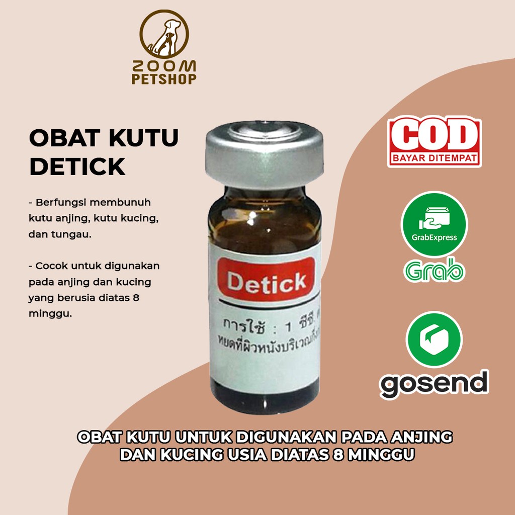 Jual Detick Obat Kutu Kucing & Anjing 1ml Untuk Ukuran Hewan 10kg ...