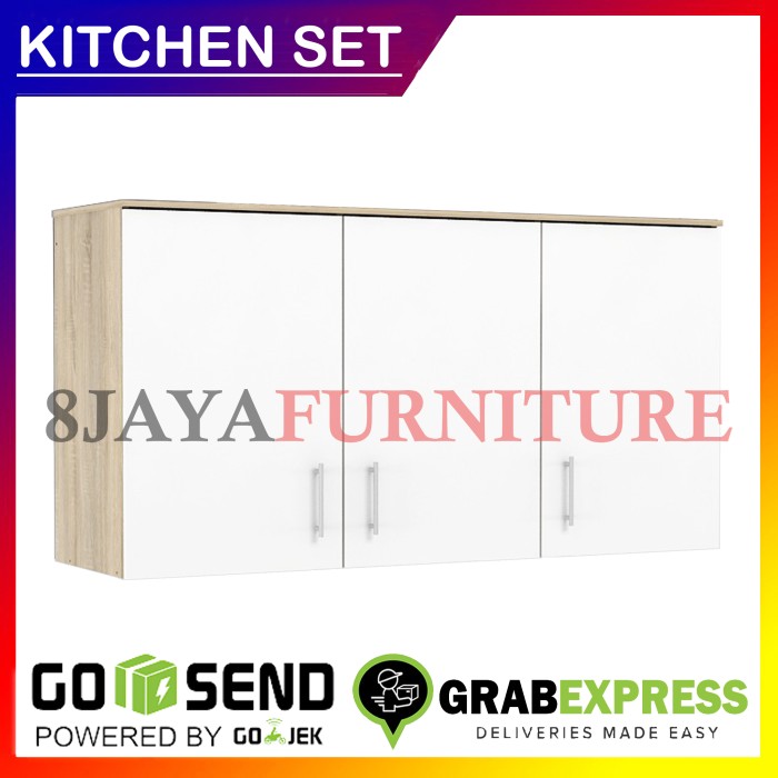 Jual Rak Meja Kitchen Set Atas ALANIS 120 Minimalis 3 Pintu WHITE ...