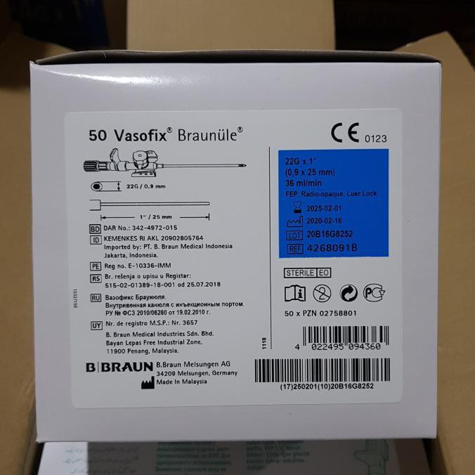 Jual Vasofix 22 G BBraun / Vasofix B Braun 22G / IV Canula BBraun ...