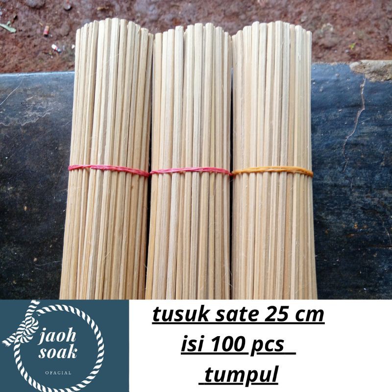 Jual tusuk sate 25 cm isi 100 pcs / tusuk lidi stick tumpul | Shopee ...