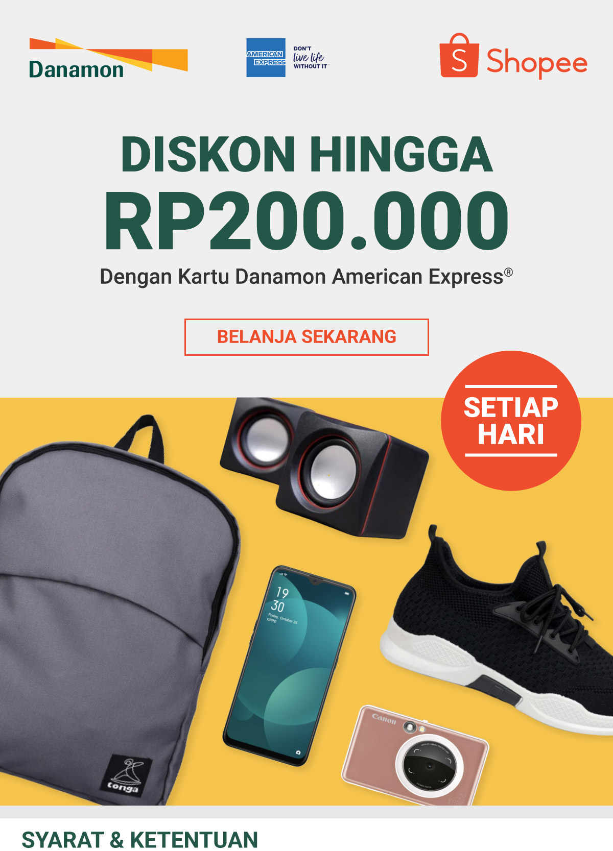 Diskon s/d Rp200.000 Dengan Kartu Kredit Danamon American Express