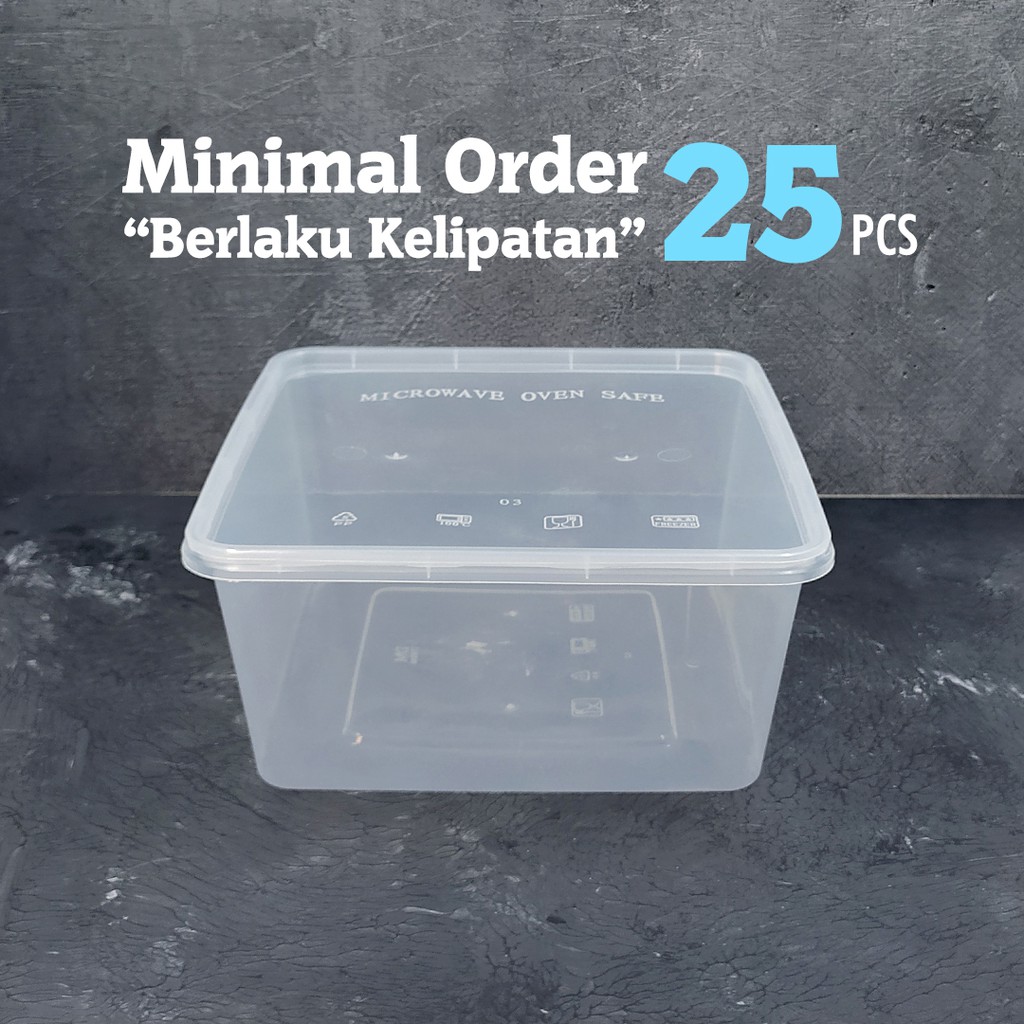 Jual Thinwall 1500 Square Food Container Kotak Makan Plastik 1500