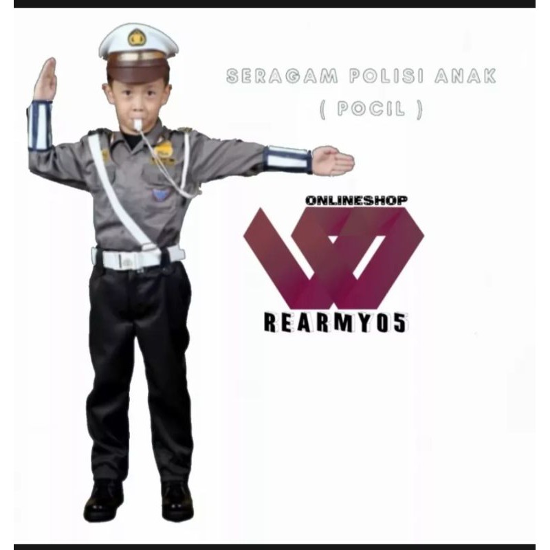 Jual baju polisi anak komplit/kostum polisi anak/pocil/baju karnaval ...