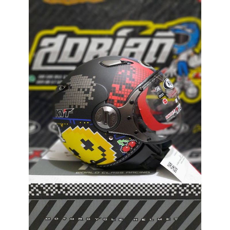 Jual HELM KYT ELSICO MOTIF 7 BLACK MATT YELLOW RED ORI HELM VESPA HELM BOGO HELM RETRO KYT HELM ...