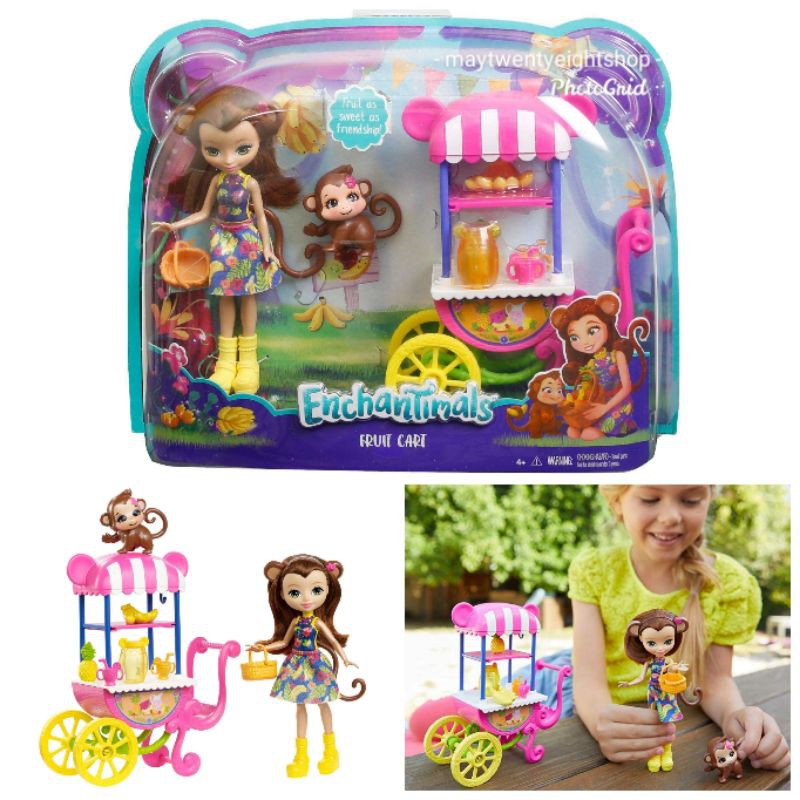 Jual Enchantimals Fruit Cart Merit Monkey & Compass Original Mattel ...