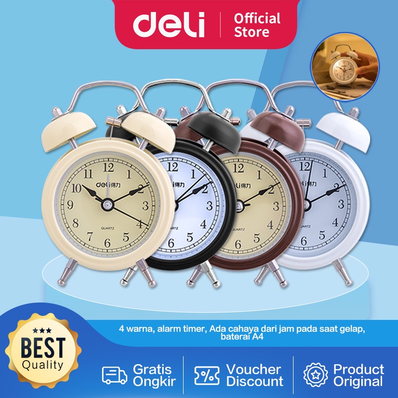 Jual Deli Jam Beker Alarm Clock Jam Weker Twin Bell 9024 | Shopee Indonesia