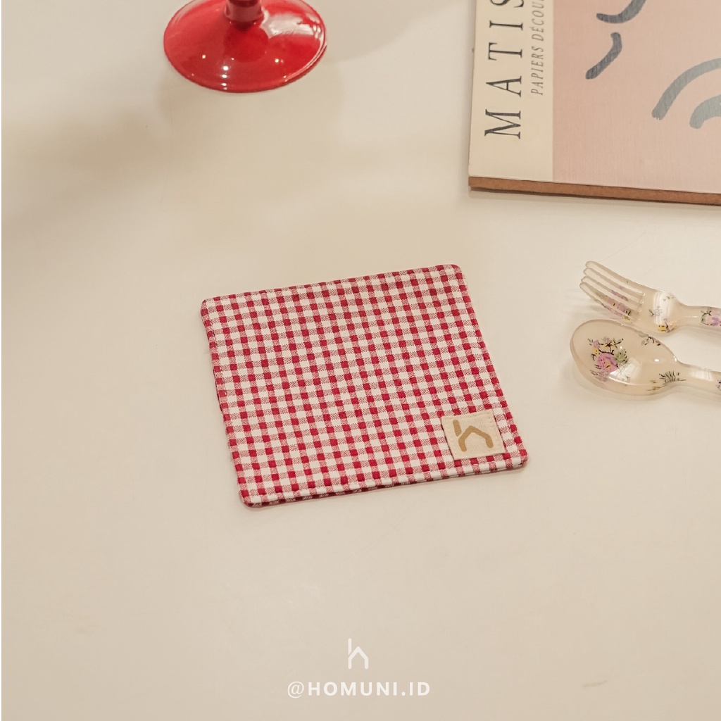 Jual Coaster Kain/Tatakan Gelas Kain Kotak-Kotak Gingham Kotak Kecil ...