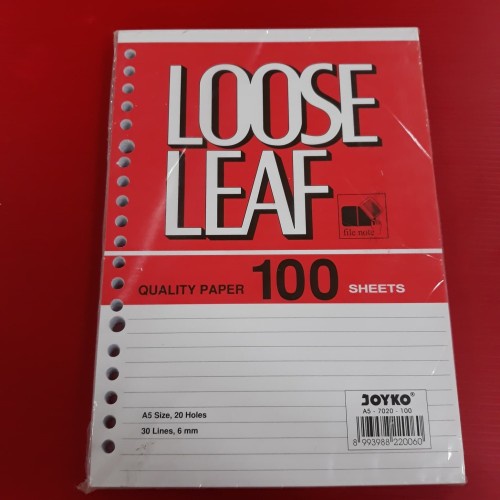 Jual Loose Leaf / Isi Kertas File / Binder Joyko A5-7020 / 100 Lembar | Shopee Indonesia