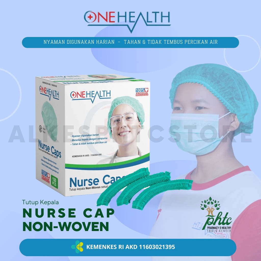 Jual ONEHEALTH Nurse Cap Disposable l Hair Net l Tutup Kepala 1Box ...