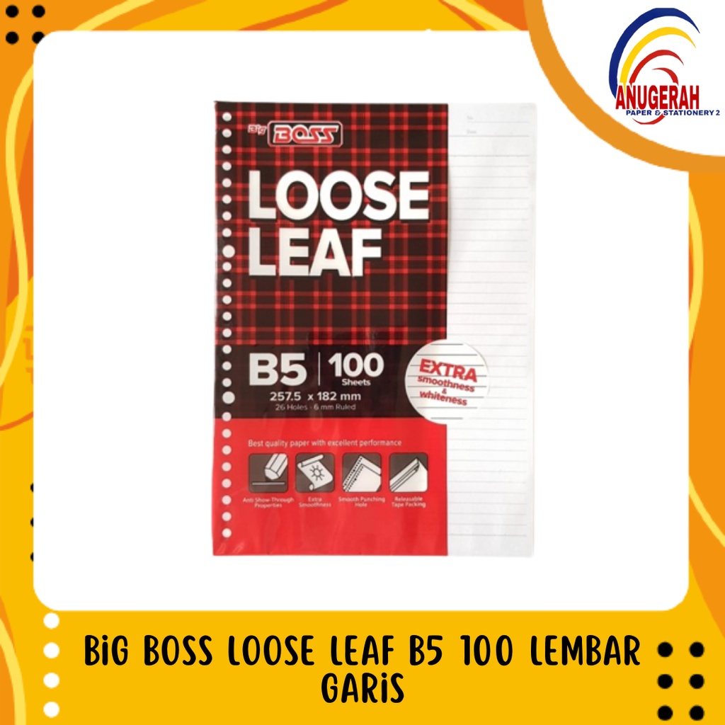 Jual BIG BOSS LOOSE LEAF B5 100 LEMBAR - GARIS (PCS) | Shopee Indonesia