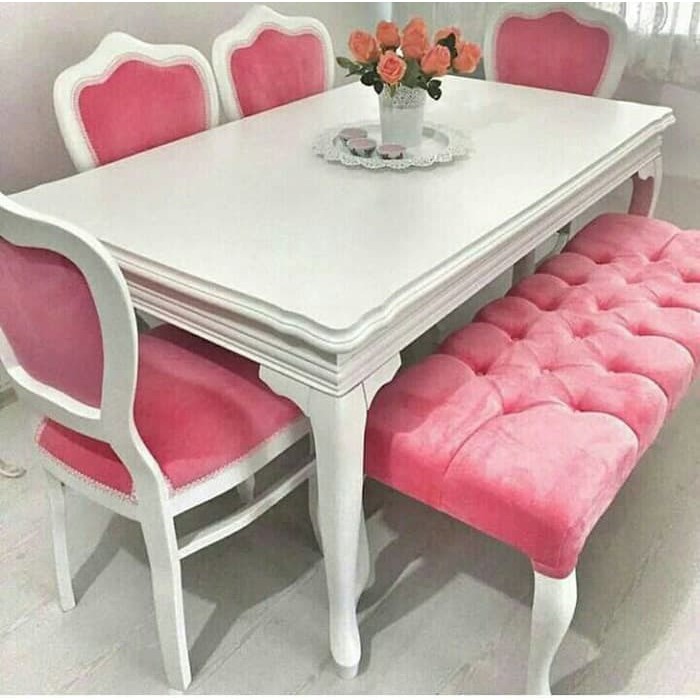 Jual kursi makan meja makan putih duco sofa pink kayu jati jepara ...