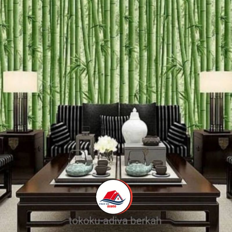 Jual Wallpaper Dinding Motif Bambu Variasi Daun Hijau Alami Cocok Untuk ...