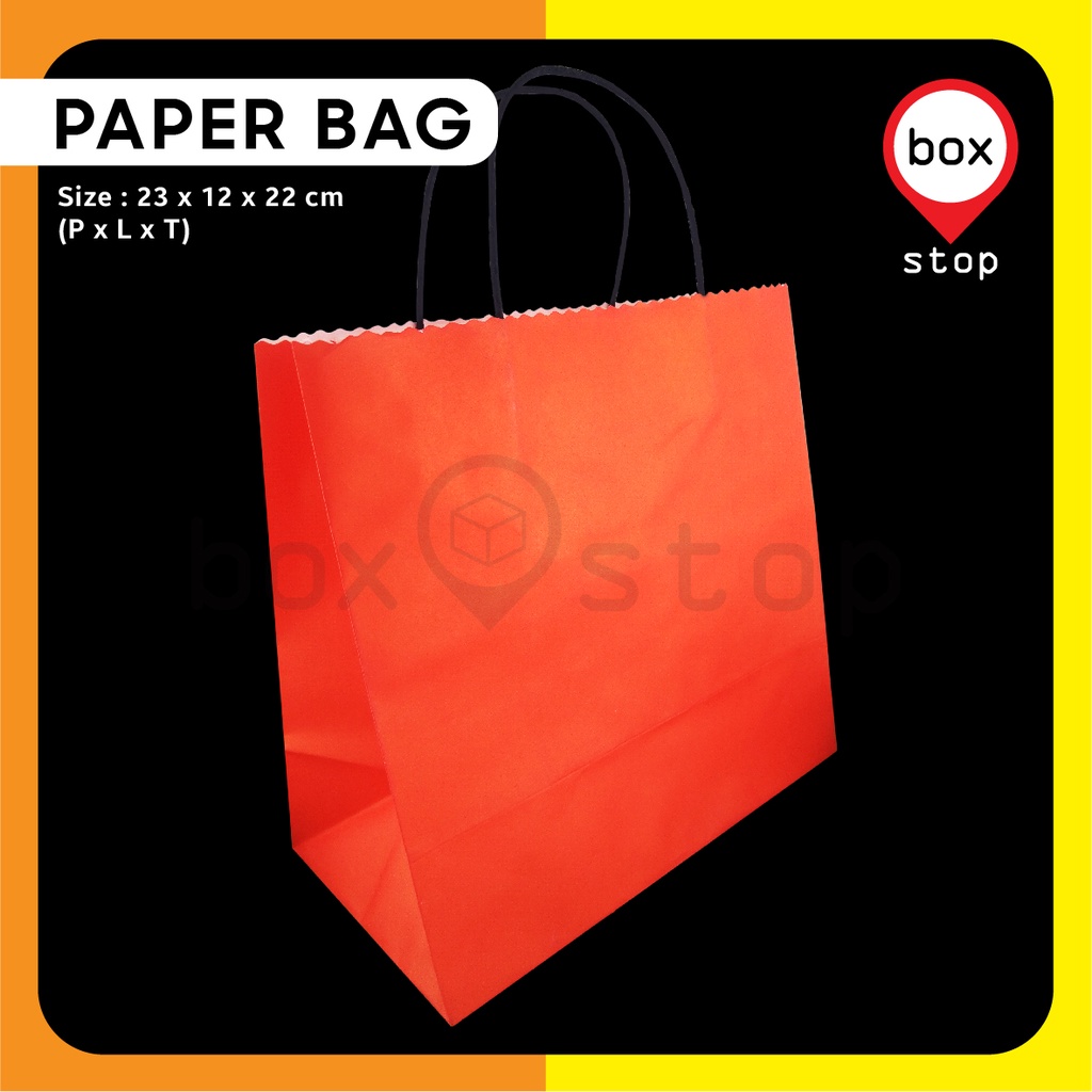 Jual Paper Bag Polos - Paper Bag 23x12x22 cm - MERAH (20 pcs) | Shopee ...