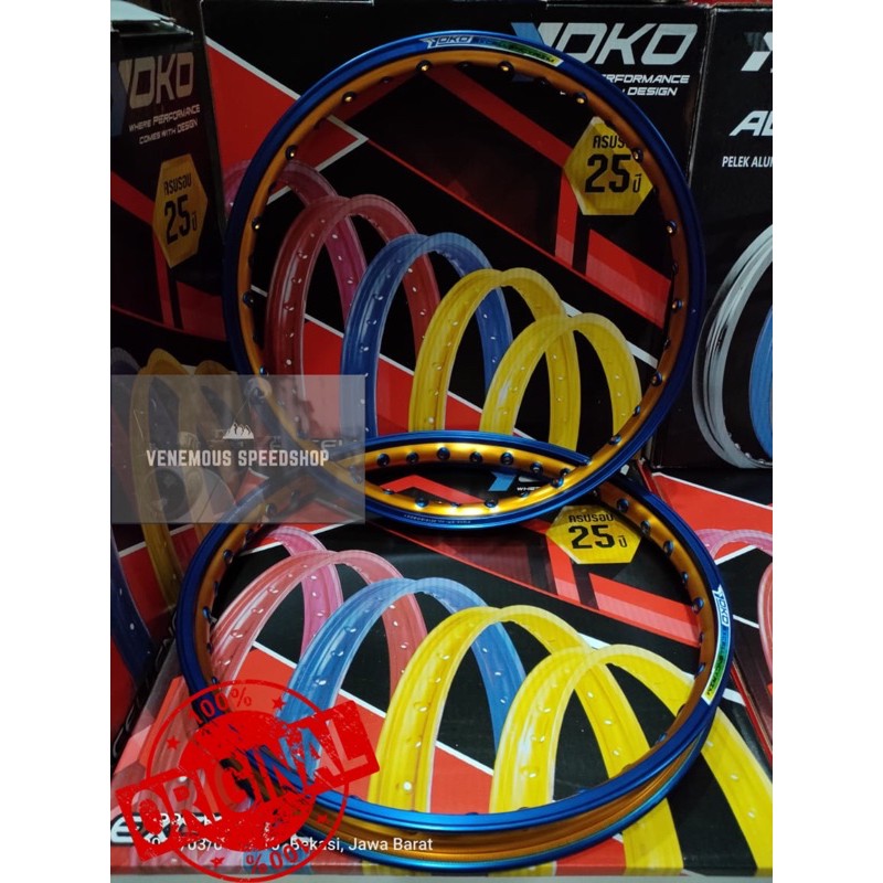 Jual Velg Alumunium Yoko Two Tone Set Blue/Gold 140x17-160x17 Original ...
