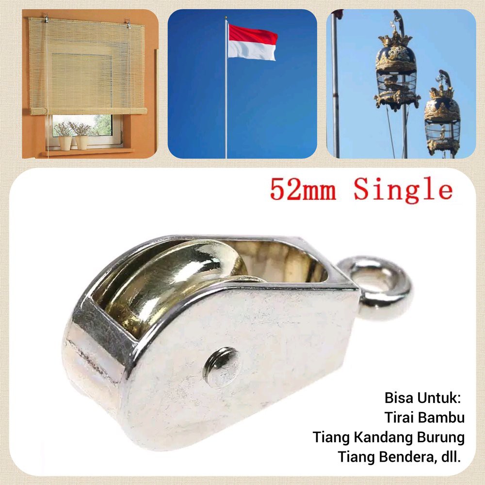 Jual Katrol Single Pulley 52mm Kuat Kerekan Alur Tunggal Mini Wheel ...