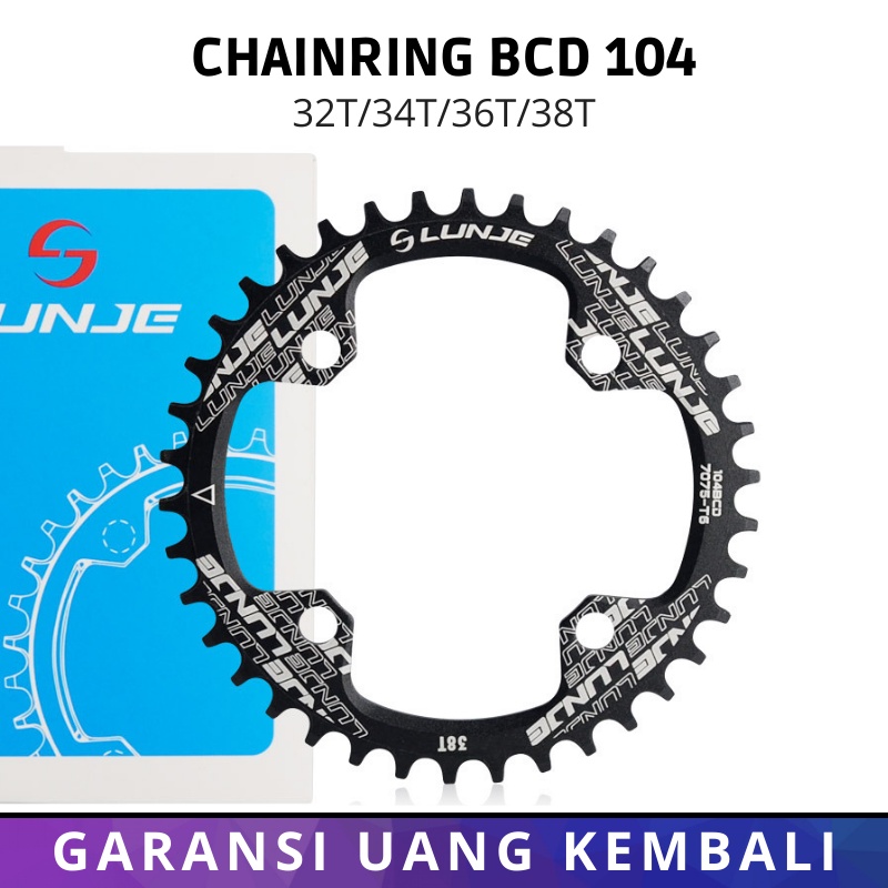 Jual Gir Depan Sepeda Single Chainring MTB BCD 104 32T 34T 36T 38T Narrow Wide Round Hitam ...