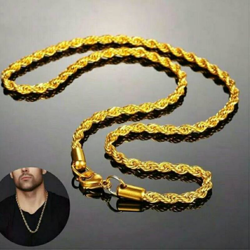 Jual QQ Rantai Kalung Tambang Titanium Gold | Shopee Indonesia