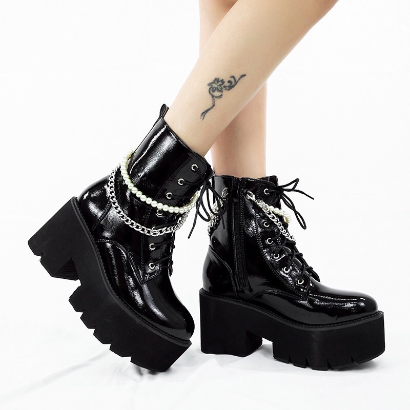 Jual BT61 SEPATU BOOTS MARTIN GLOSSY IMPORT PRIA WANITA KOREA BTS ...