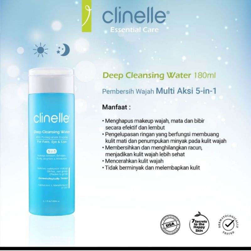 Jual clinelle deep cleansing water 5 in 1 isi 180ml | Shopee Indonesia