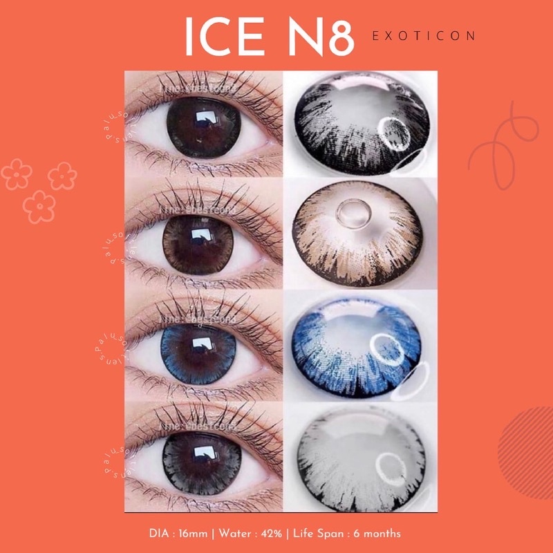Jual Softlens ICE N8 GRAY / HAZEL / BLACK / BLUE / GREEN / PINK ...