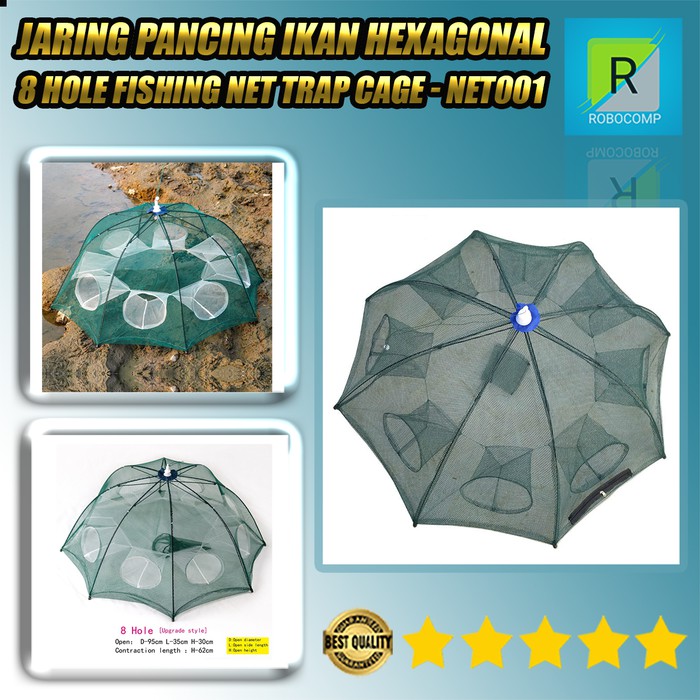 Jual Jaring Pancing Ikan Hexagonal 8 Hole Fishing Net Trap Cage ...