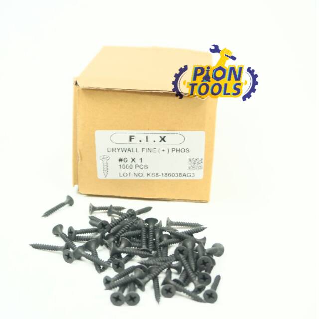 Jual Fix Drywall 6 x 1 / Sekrup gypsum / Sekrup hitam / isi 100pcs ...