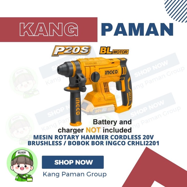 Jual MESIN ROTARY HAMMER CORDLESS 20V BRUSHLESS / BOBOK BOR INGCO ...