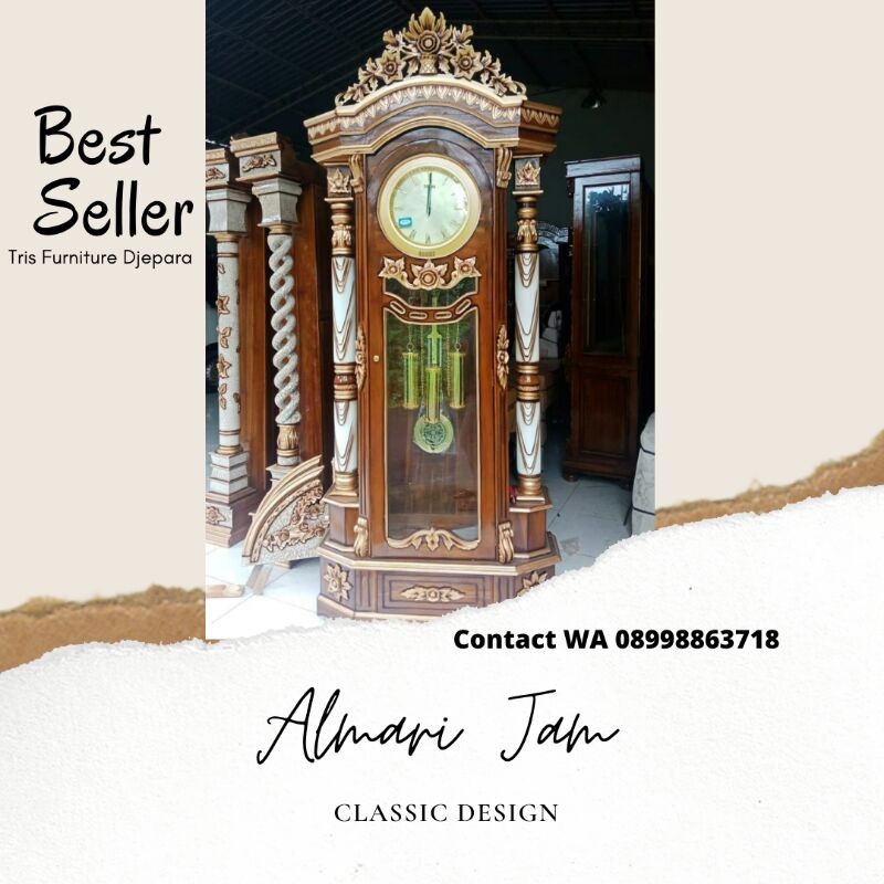 Jual almari Jam Hias Ukir kayu Jati Jepara murah berkualitas export ...
